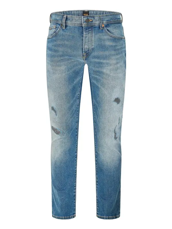 Hugo Boss Distressed Straight Leg Jeans - Blue