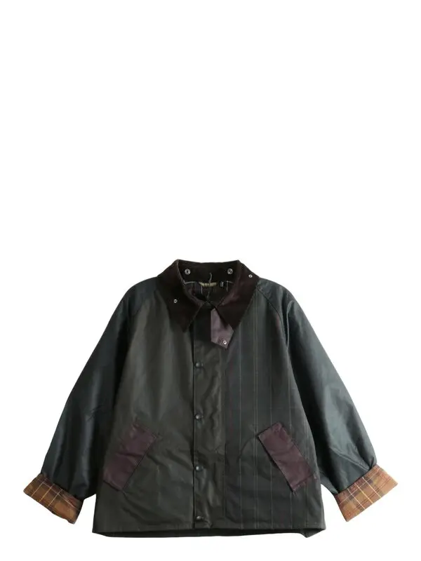 Barbour Plaid Panel Waxed Cropped Jacket - Black