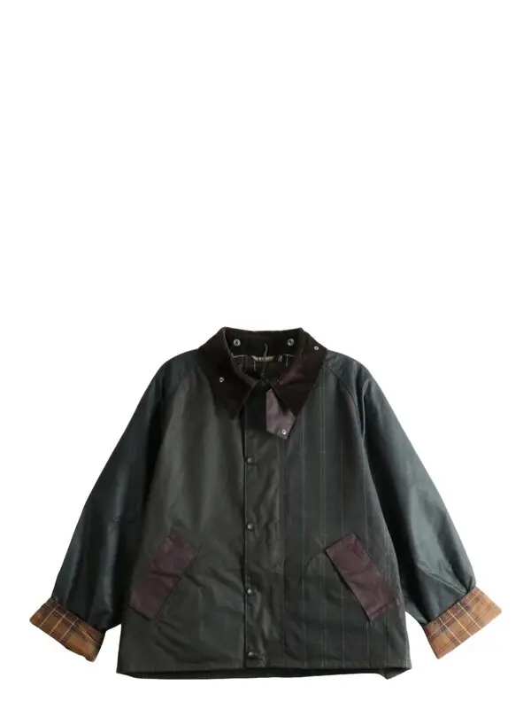 Barbour Plaid Panel Waxed Cropped Jacket - No