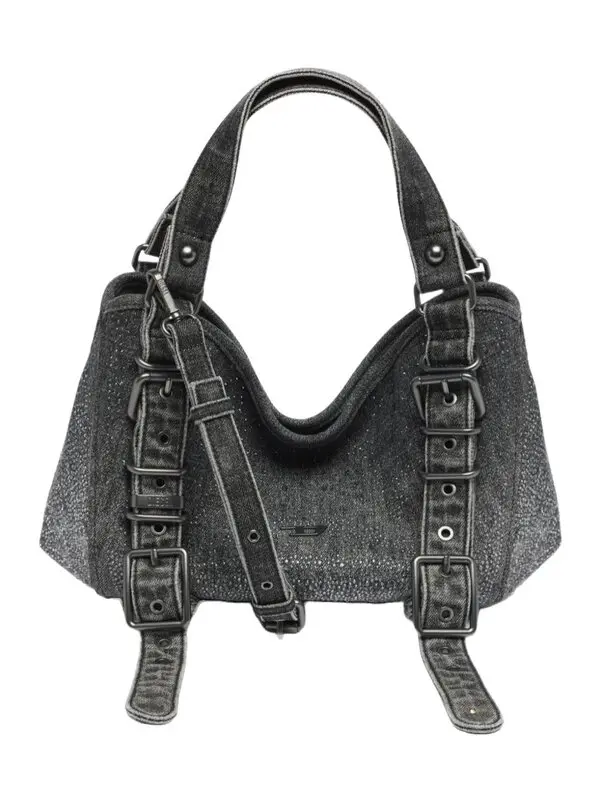 DIESEL® D-one Small Crystal Solarised Denim Top Handle Bag - Black