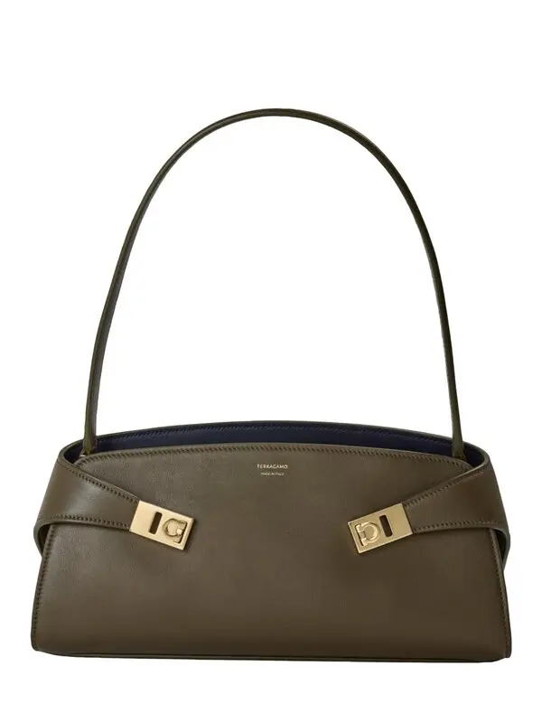 FERRAGAMO Solid Color Handle Bag - Brown