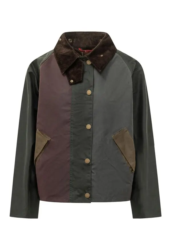 Barbour Colourblock Waxed Cropped Field Jacket - Black