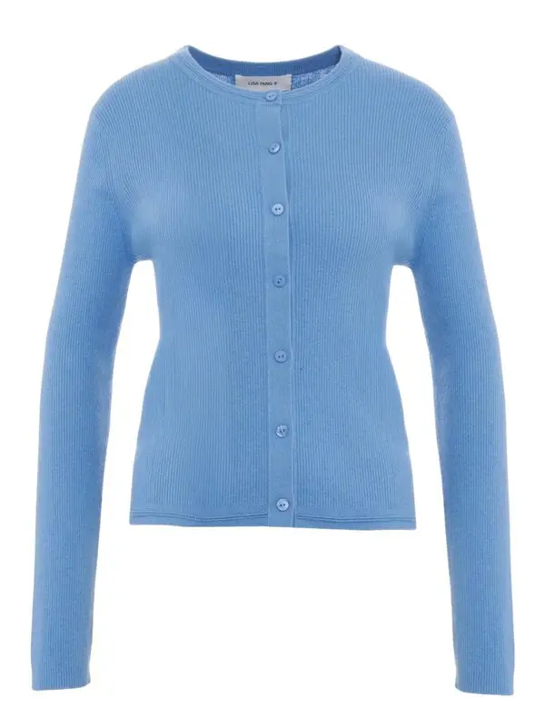 LISA YANG Rib-knit Crew Neck Cardigan - Blue