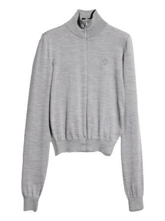Gucci Embroidered Zip Knitwear Jacket - Light Gray