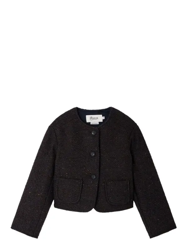 Bonpoint Tabitha Metallic Tweed Cropped Jacket - Brown