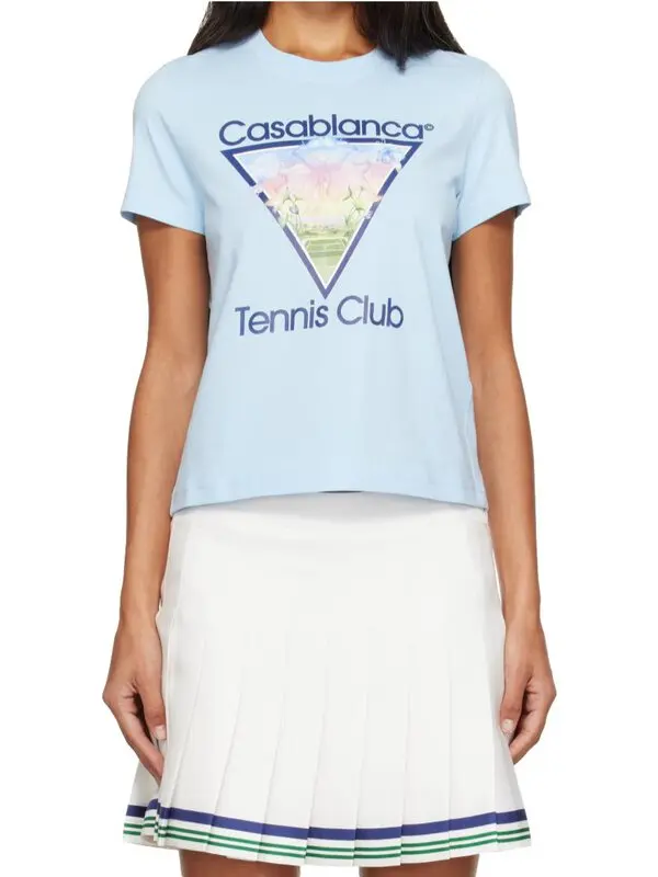 Casablanca Tennis Club Graphic Cropped T-shirt - Blue