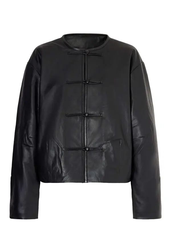 ST. AGNI Leather Button-down Jacket - Black
