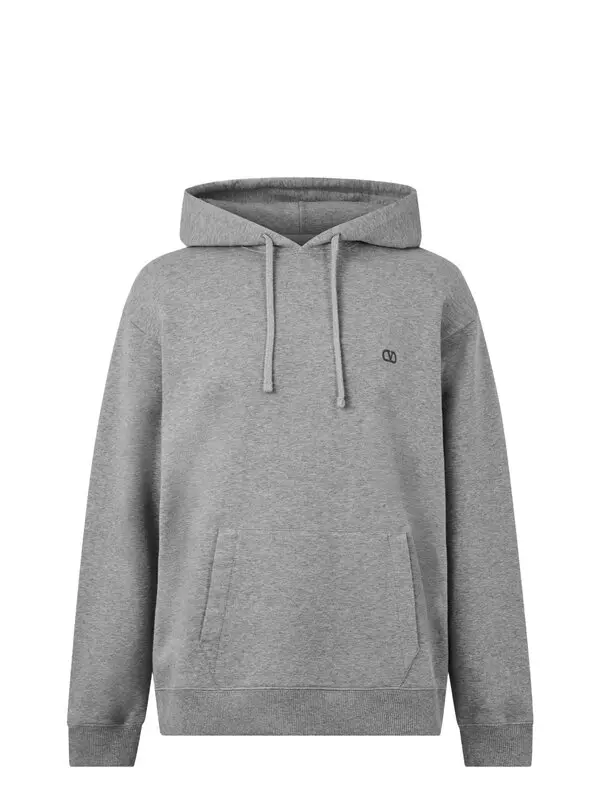 Valentino Garavani Pullover Hoodie With Chest Embroidery - Grey