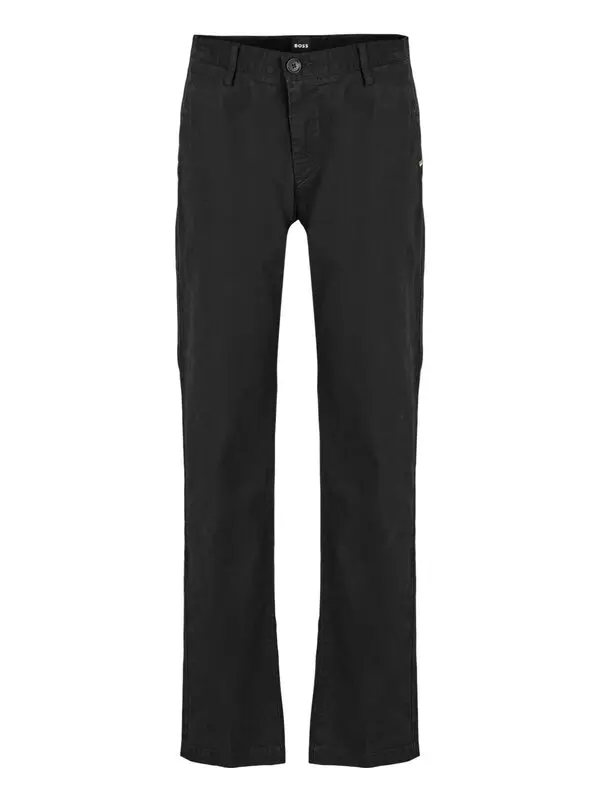 Hugo Boss Straight Leg Trousers With Side Detail Embellishment - Black