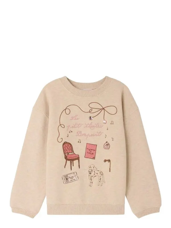 Bonpoint Tayla Sweatshirt With Embroidered Theatre Motif - Light Brown