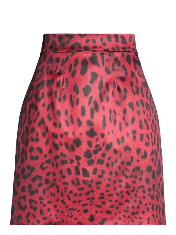 Dolce & Gabbana Leopard Print Stretch Skirt - Red