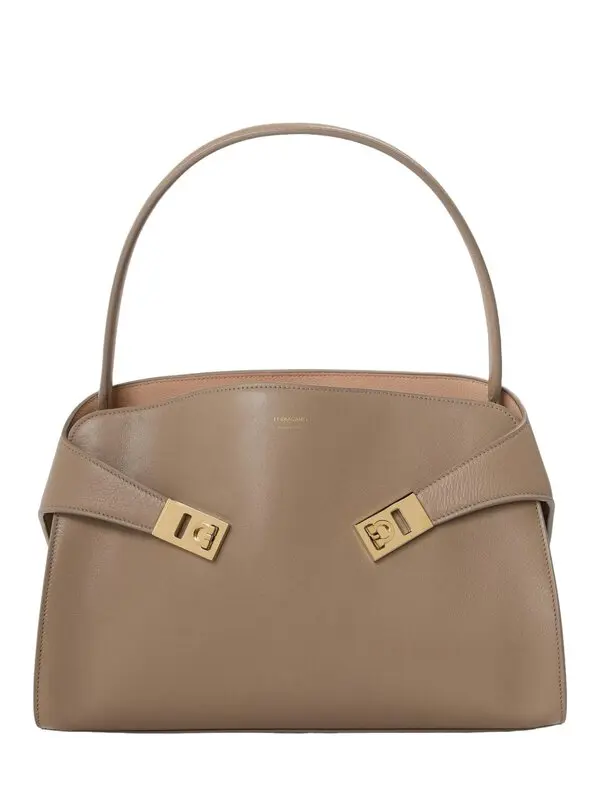 FERRAGAMO Solid Color Top Handle Bag - Brown