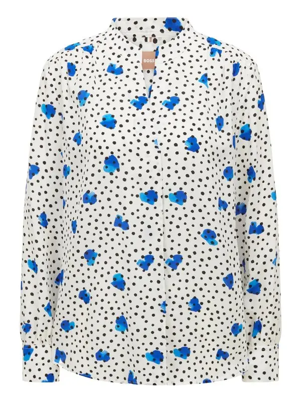 Hugo Boss Printed Silk Shirt - White