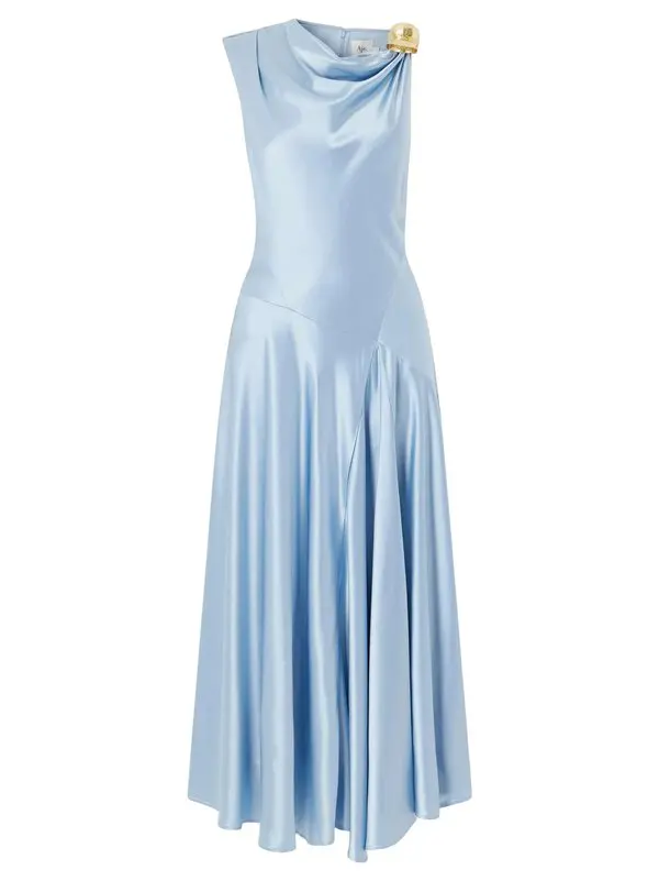 Aje Siren Embellished Satin Maxi Dress - Blue