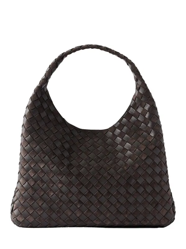 Bottega Veneta Bell Large Intrecciato Leather Shoulder Bag - Brown