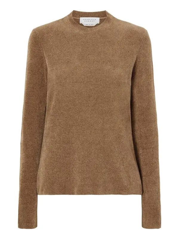 Gabriela Hearst Ribbed Silk Crewneck Sweater - Camel