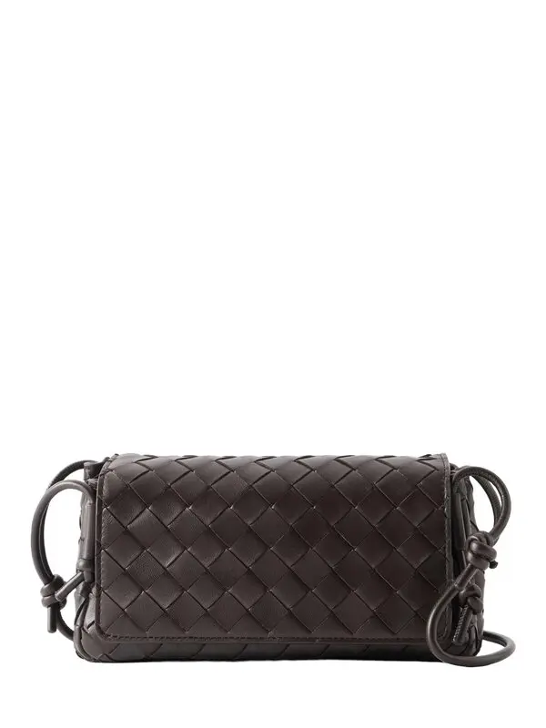 Bottega Veneta Notturno Intrecciato Leather Shoulder Bag - Brown