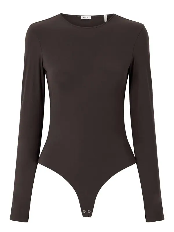 AGOLDE Aura Stretch-jersey Thong Bodysuit - Chocolate