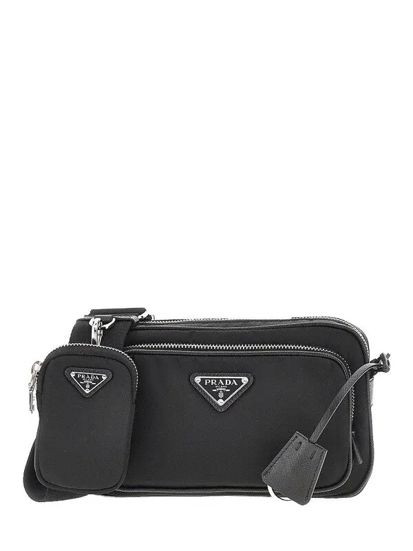 Prada Re-nylon Mini Crossbody Bag With Saffiano Leather Trimmings - Black