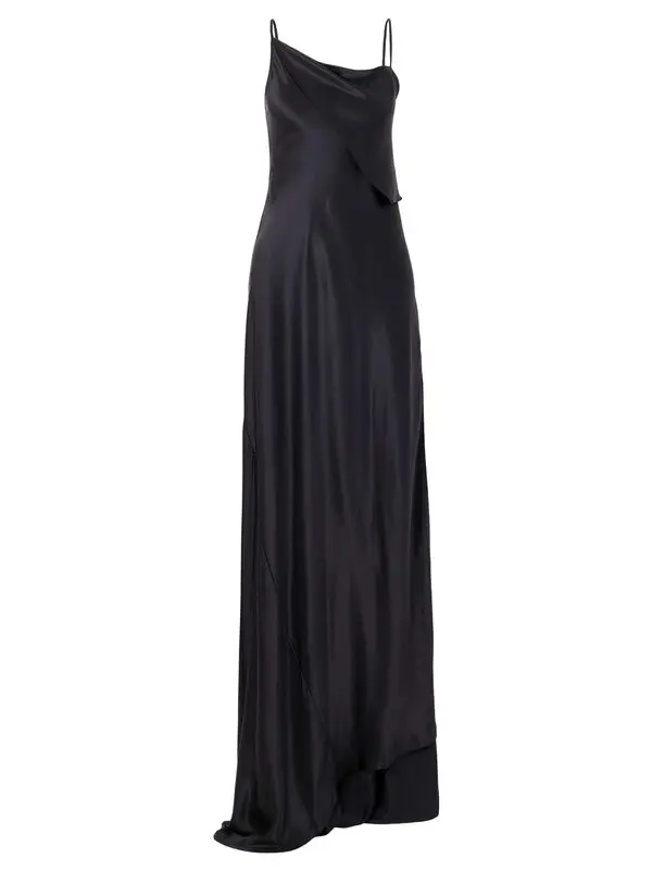ANN DEMEULEMEESTER Silk-satin Maxi Dress - Black