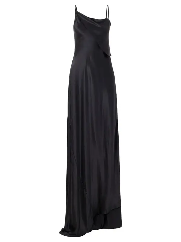 ANN DEMEULEMEESTER Silk-satin Maxi Dress - Black
