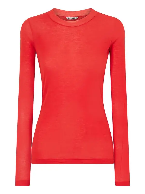 Auralee Ribbed Cotton-jersey T-shirt - Red