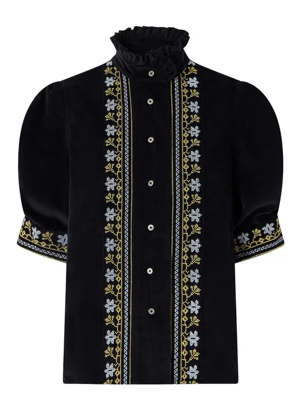 Thierry Colson Embroidered Blouse - Black