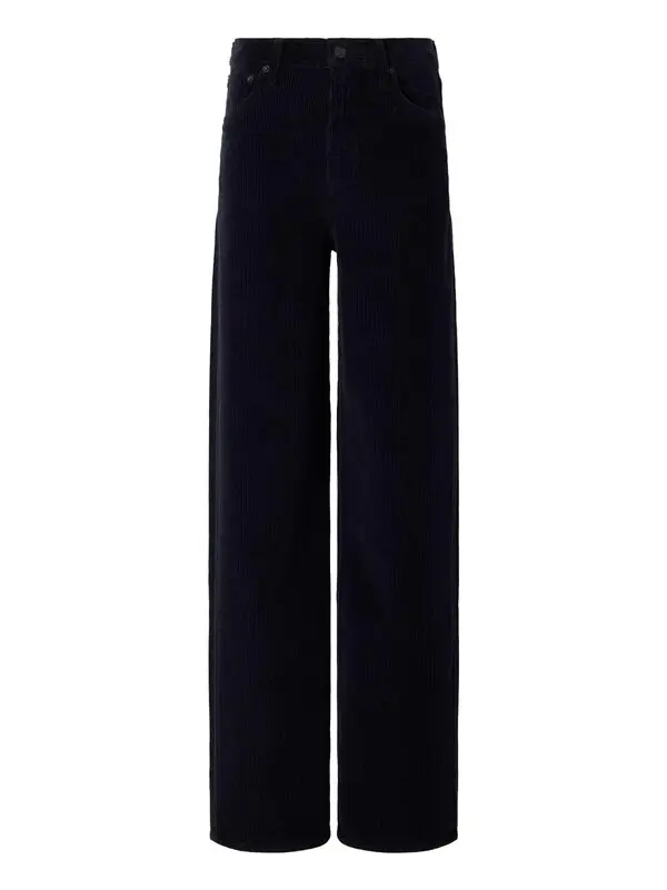 AGOLDE Ren Cotton-corduroy High-waist Wide-leg Pants - Navy