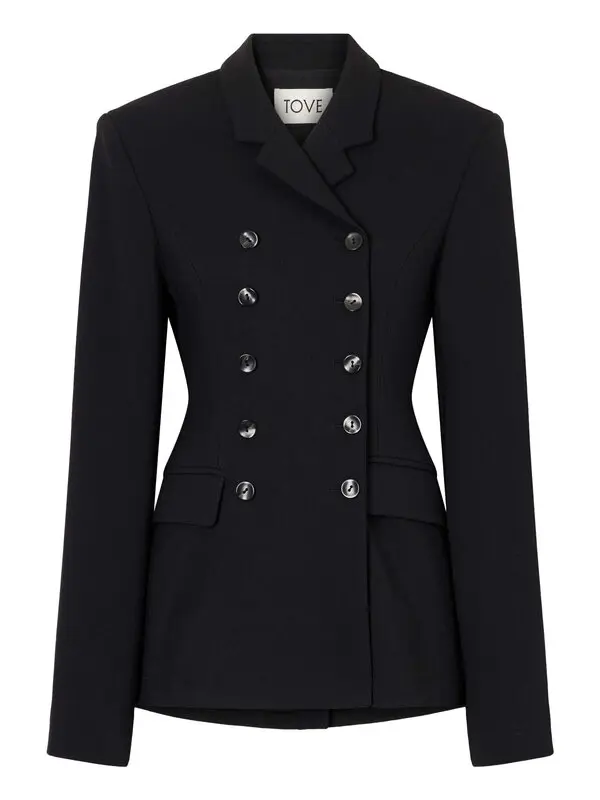 Tove Double-breasted Crepe Blazer - Black