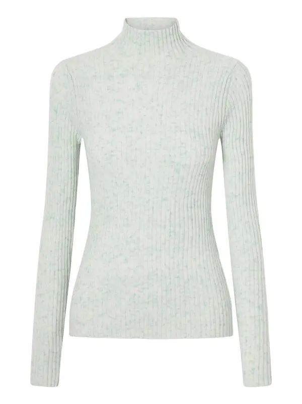 Auralee Ribbed Cashmere Turtleneck Sweater - Mint