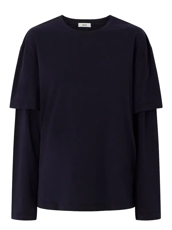 AGOLDE Lois Layered Organic Cotton T-shirt - Blue