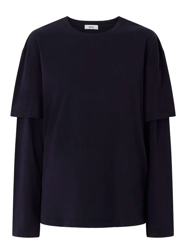 AGOLDE Lois Layered Organic Cotton T-shirt - Navy