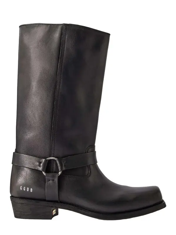 GOLDEN GOOSE Distressed Leather Knee-high Boots - Black