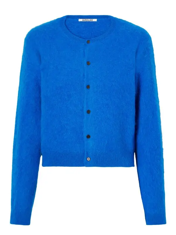 Auralee Garment-dyed Alpaca Cardigan - Blue