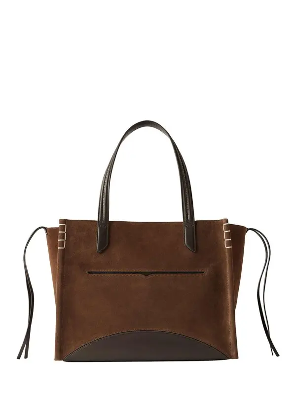 JW Anderson Loafer Cabas Suede Tote - Dark Brown