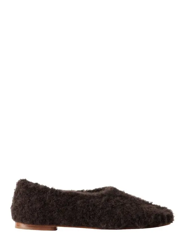 Gabriela Hearst Emperor Leather-trimmed Plush Ballet Flats - Brown