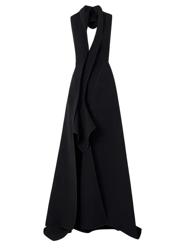 Maticevski Halterneck Draped Crepe Gown - Black