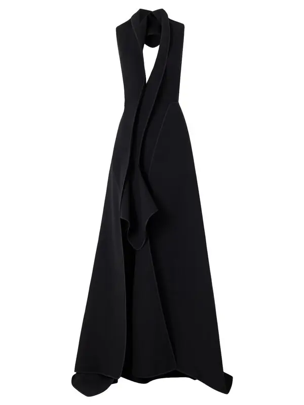 Maticevski Halterneck Draped Crepe Gown - Black