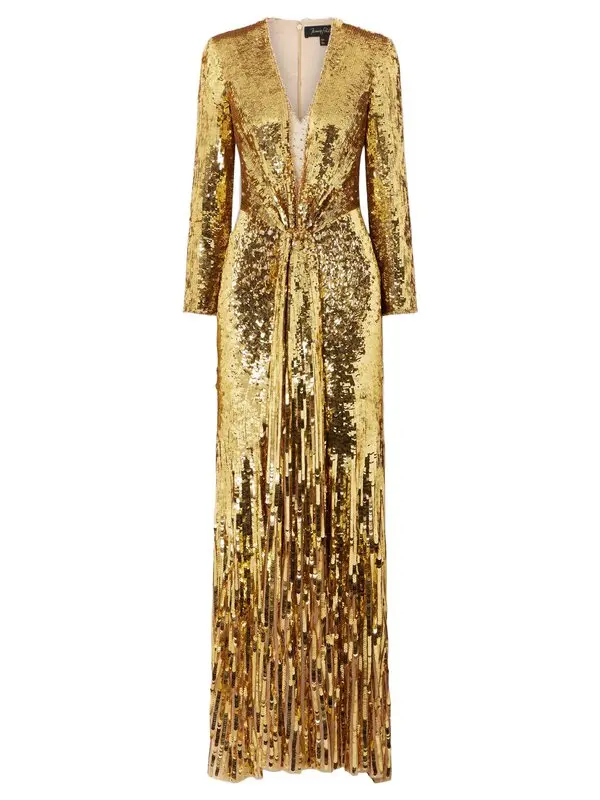 Jenny Packham Embellished Tulle Gown - Gold