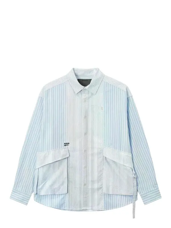 MUSIUM DIV. Patchwork Striped Shirt - Blue