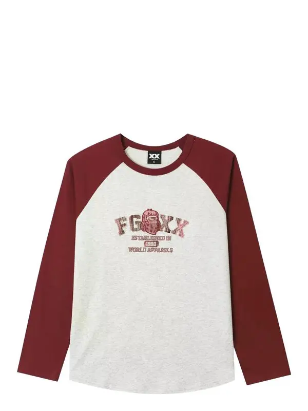 FINGERCROXX Logo Print Raglan Sleeve T-shirt - Grey