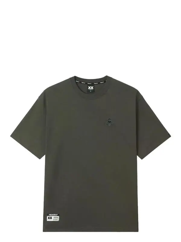 FINGERCROXX Logo-embroidered Graphic-print T-shirt - Green