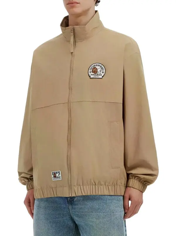 FINGERCROXX Logo Patch Zip-up Jacket - Neutrals