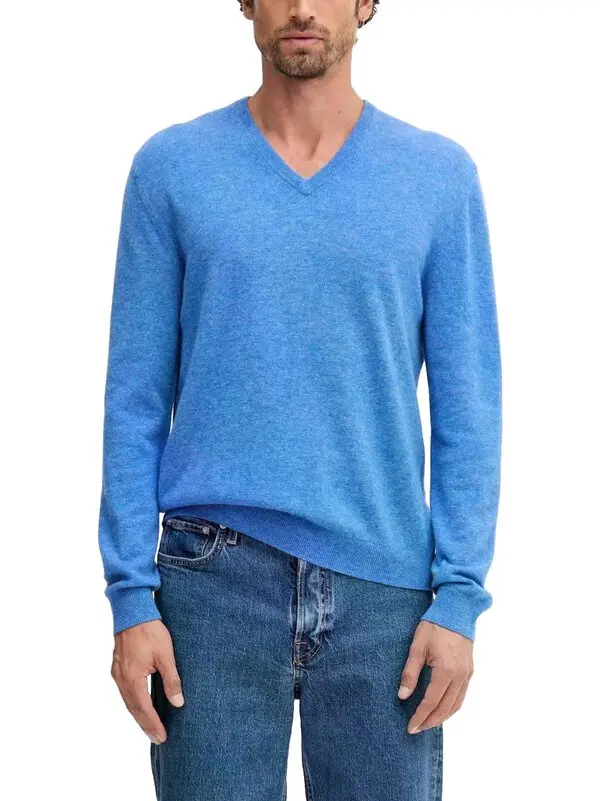 BENETTON V-neck Long Sleeve Jumper - Blue