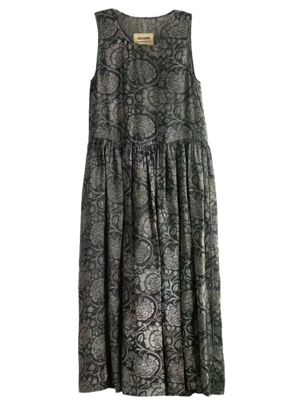 UMA WANG Floral Jacquard Sleeveless Midi Dress - Grey