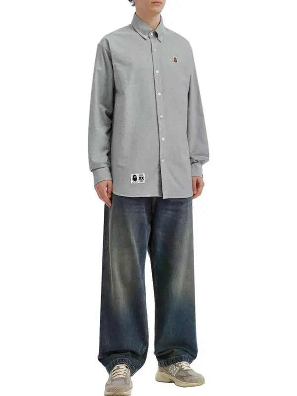 FINGERCROXX Logo-patch Button-down Shirt - Grey