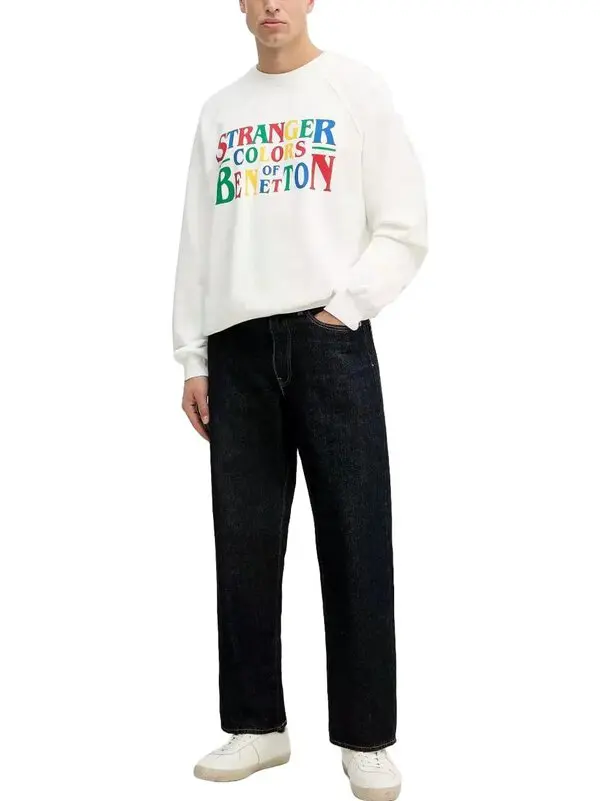 BENETTON Stranger Things" Graphic Print Crew Neck Sweater - White