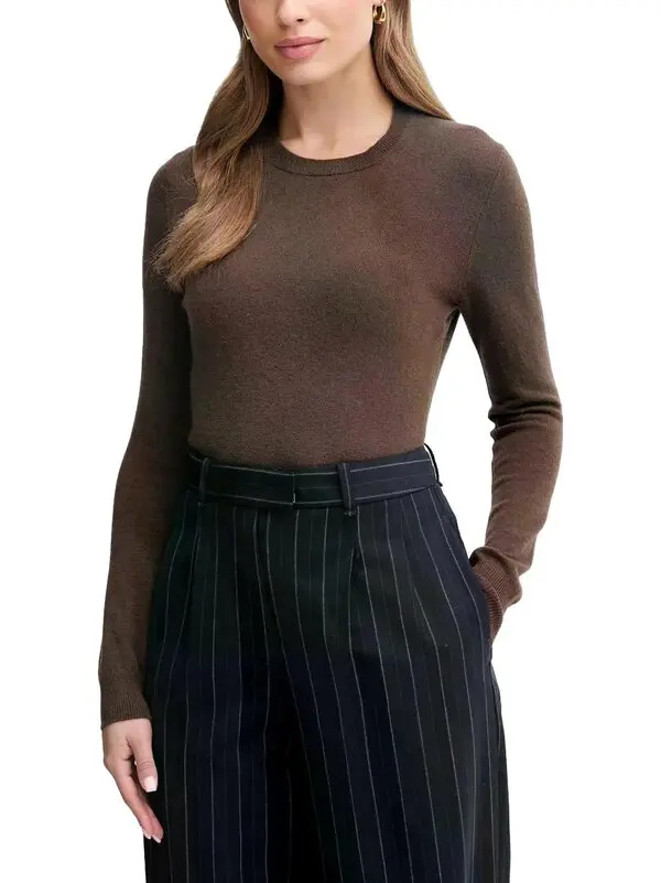 BENETTON Round Neck Long Sleeve Sweater - Brown