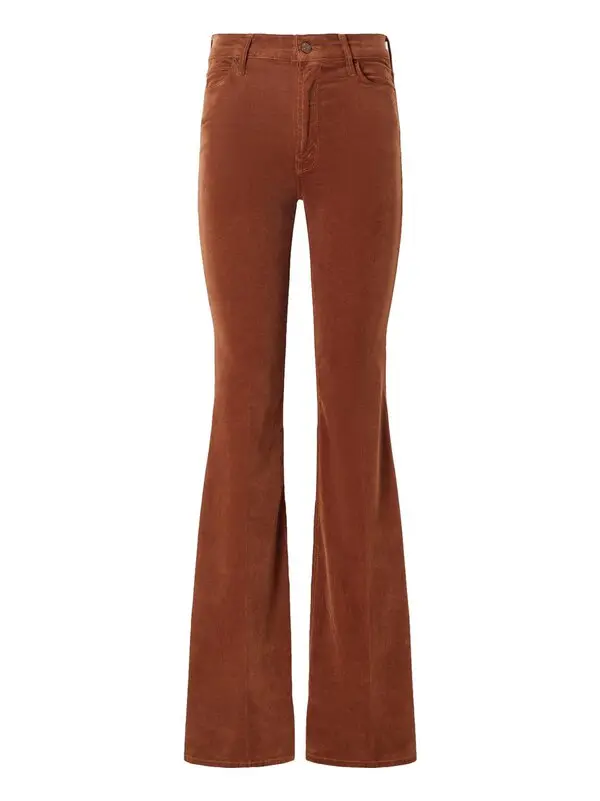 MOTHER The Doozy Cotton-blend Flared Pants - Brown