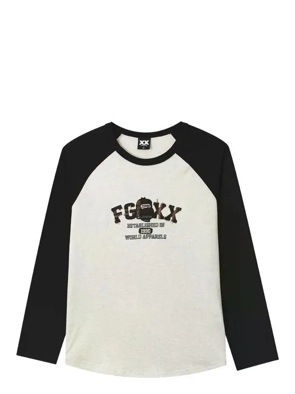FINGERCROXX Logo Print Raglan Sleeve T-shirt - Neutrals
